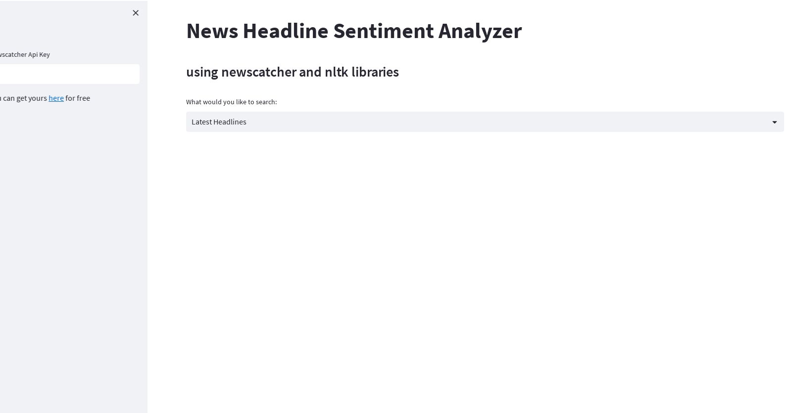 Sentiment analysis for new headlines by Apps